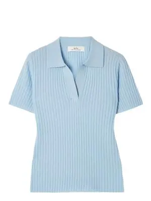 ARCH4 ARCH4 Jennifer Ribbed Organic Cashmere Polo Shirt