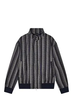 Emporio Armani Optical Jacquard Blouson Jacket - Khaki/dark Blue Serrated