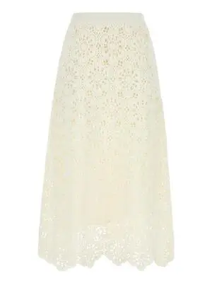 Farm Rio Flower Crochet Skirt - White