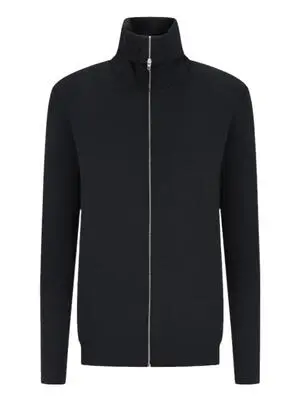 JIL SANDER Zip-up High Neck Cardigan - Black