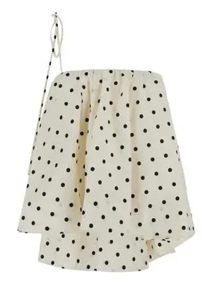 MSGM Polka Dot Asymmetric Top - Nude