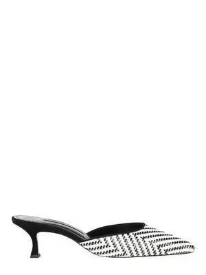 Manolo Blahnik Woven Pointed-toe Mules - Black