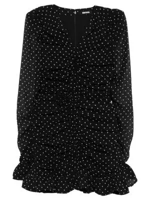 ROTATE BY BIRGER CHRISTENSEN Printed Ruffled Hem Dress - Black