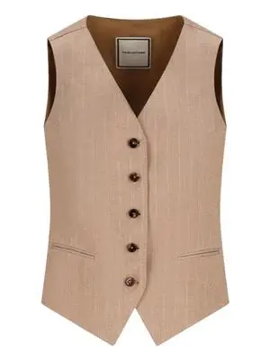 Tagliatore Gracie Pinstriped Gilet - Nude