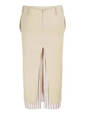 Attico Split-hem Midi Skirt - Beige