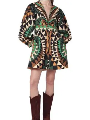 Farm Rio Heart Deco Mini Dress - Black