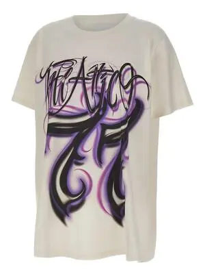 Attico Oversized Graphic Logo T-shirt - Nude