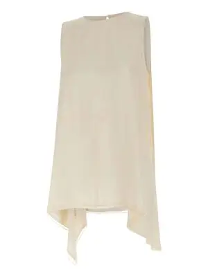 Fabiana Filippi Sleeveless Asymmetrical Ruffle Hem Top - Nude