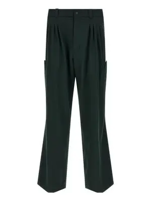 KIKO KOSTADINOV Dark Pleated Wide-leg Trousers - Green