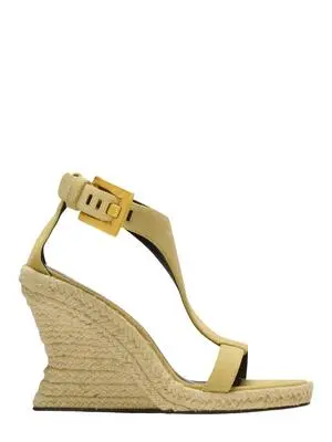 Balmain Suede Anthem Wedge Espadrilles - Beige