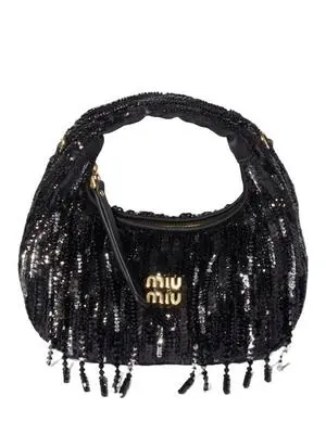 Miu Miu Sequin Embellished Mini Tote Bag - Black