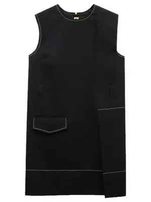 Marni Wool Mini Dress With Wrap Effect And Buckled Belt - Black