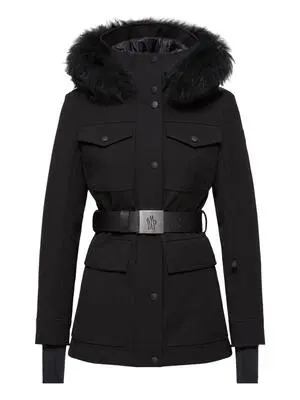 Moncler Linotte Shearling-trimmed Down Ski Jacket - Black