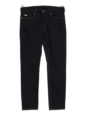 Emporio Armani Five-pocket Jeans With Logo Patch - Blue
