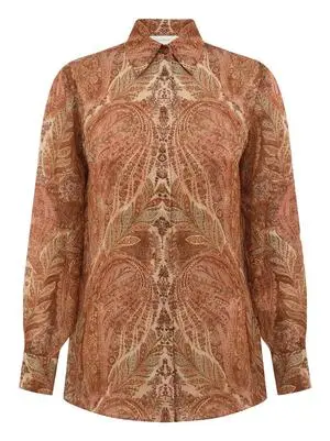 Zimmermann Paisley-print Collared Shirt - Brown