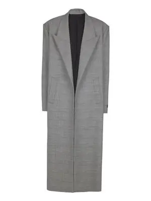Balmain Oversized Prince Of Wales Wool Coat - Gray