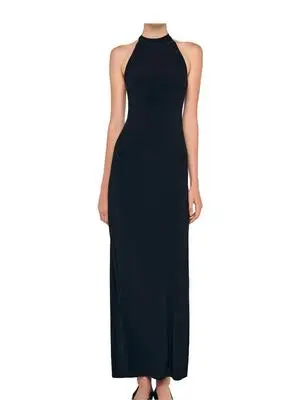 Norma Kamali Halterneck Side-slit Maxi Dress - Black