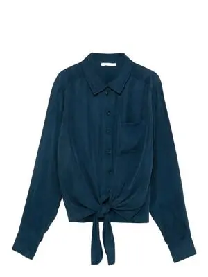 Patrizia Pepe Bow Detail Fluid Shirt - Blue