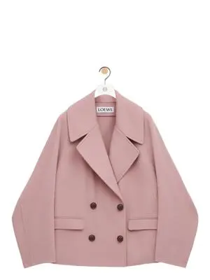 Loewe Double-breasted Coat With Leather-wrapped Anagram Pebble Buttons - Pink