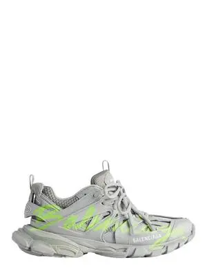 Balenciaga Track Signature Lace-up Sneakers - Gray/fluorescent Yellow