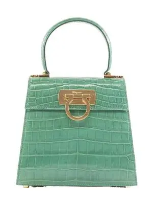 FERRAGAMO Crocodile Effect Handbag - Green