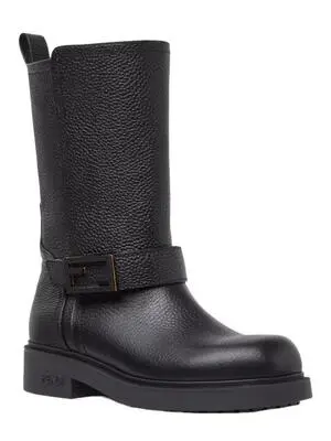 Fendi Biker Logo Strap Boots - Black