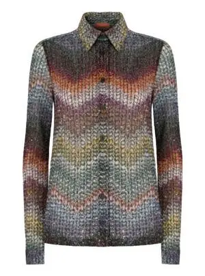 Missoni Sequin Mixed Lamé Shirt - Greenish-brown