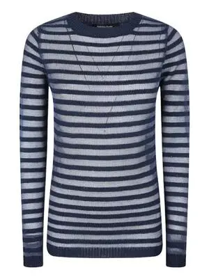 Fabiana Filippi Striped Crew Neck Long Sleeve Sweater - Blue