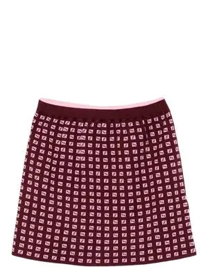 Fendi Elastic Waist Midi Skirt With Ff Logo - Plum