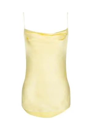 Balmain Silk Satin Cowl Neck Cami - Yellow