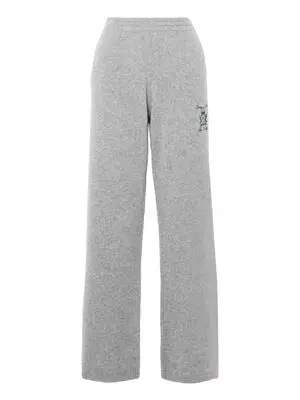 SPORTY  RICH Sporty & Rich Embroidered Cashmere And Wool Blend Straight-leg Sweatpants - Grey