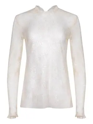 Alberta Ferretti Embroidered Lace Blouse With Sequin Details - White