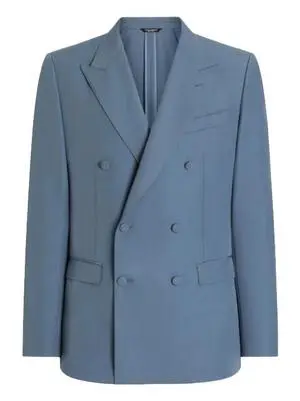 Dolce & Gabbana Dolce  Gabbana Double-Breasted Poplin Jacket Sky-blue