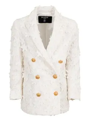 Balmain Long-sleeved Lace Blazer - White