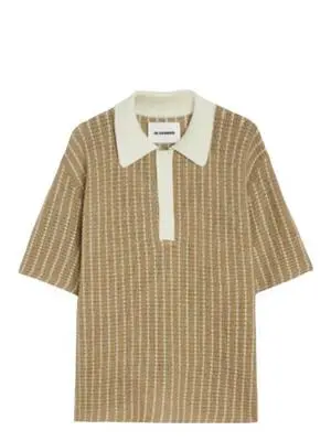 JIL SANDER Textured Striped Polo Shirt - Deer