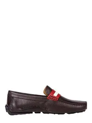 Bally Bally Dark Brown Logo Detail Slip-On Loafers Black