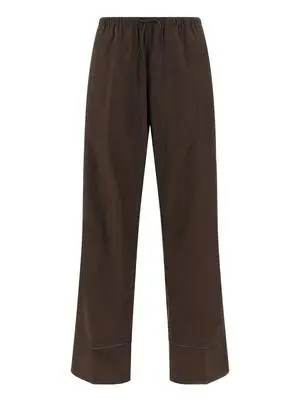 YVES SALOMON Leather Trim Wide-leg Pants - Black