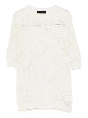 Fabiana Filippi Openwork Knit Top With Sequin Embellishment - White