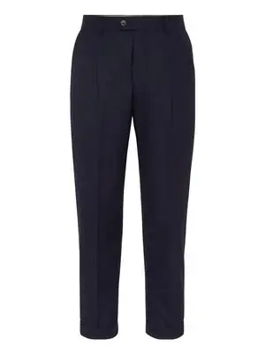 Brunello Cucinelli Tapered-leg Wool Trousers - Blue