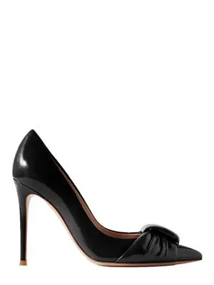 GIANVITO ROSSI 105mm Leather Pumps With Bow Detailing - Black