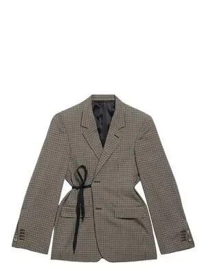 Balenciaga Balenciaga Checked Wrap Tailored Jacket Gray
