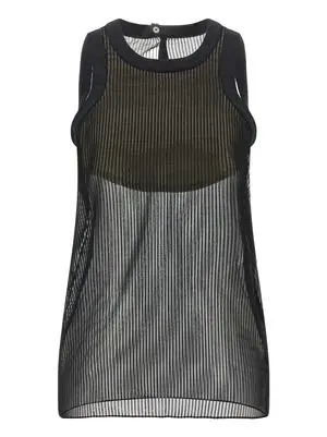 Sacai Crewneck Sleeveless Tank Top With Satin Details - Black