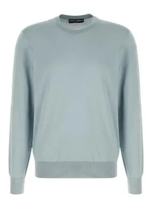 Dolce & Gabbana Crew Neck Long Sleeve Top With Ribbed Details - Gray