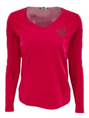 Emporio Armani V-neck Long-sleeved T-shirt With Logo Detail - Red