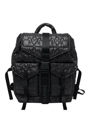 GANNI Quilted Patterned Backpack - Black