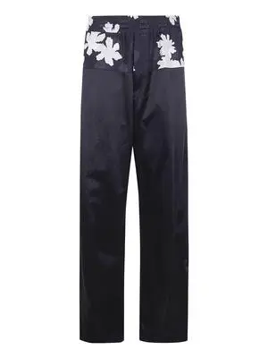 Dries Van Noten Elastic Waist Printed Casual Pants - Black