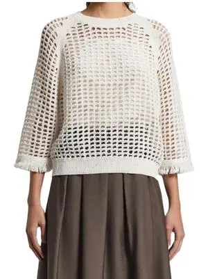 Peserico Open-knit Fringed Jumper - White