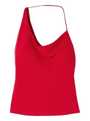 ST. AGNI Asymmetrical Draped Satin Top - Red
