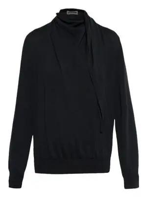 JIL SANDER Draped Neck Knitted Sweater - Black