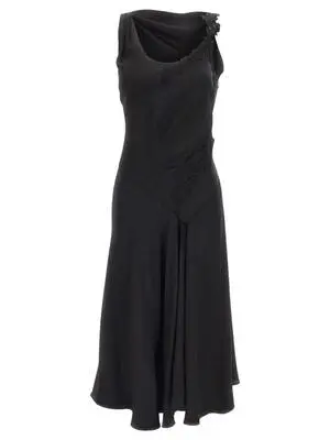 Victoria Beckham Lace Detail Asymmetric Dress - Black